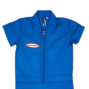 Born to Love Knuckleheads Kids Monkey Coverall Mechanic Photoshoot Overall for Boys & Girls Jumpsuit Baby Outfit (2T, Blue Boy)