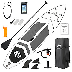 ADVENOR Paddle Board 11'x33 x6 Extra Wide Inflatable Stand Up Paddle Board with Hand Pump,Leash, Adjustable SUP Paddle/Kayak Paddle,Kayak Seat, 2 Fishing Mounts for Family and Fishing