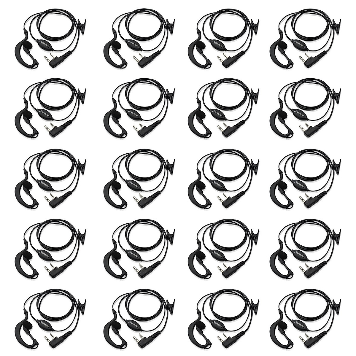 abcGoodefg G Shape Ear-Clip Earpiece Headset Mic Compatible with Kenwood PUXING Baofeng UV-5R UV-82 BF-UV5R TYT UV-5RA HYT 666s 777s 888s Retevis H-777 Talkabout Walkie Talkie (20Pack)