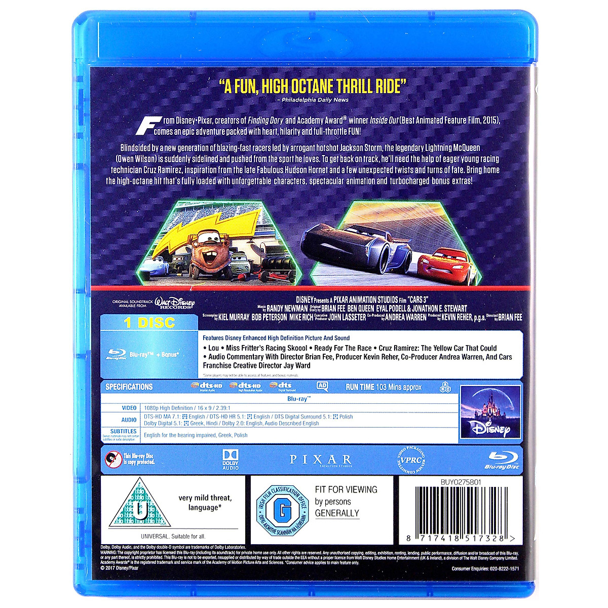 Cars 3 [Blu-ray] [2017] [Region Free]
