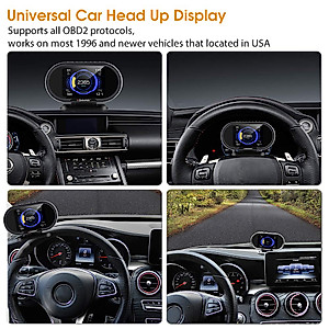 KONNWEI KW206 Car OBD2 HUD Digital Meter Gauge All in One Automotive Trip Computer Smart OBD Speedometer Water Temperature Fuel Pressure Tester for All 2003 and Newer Cars