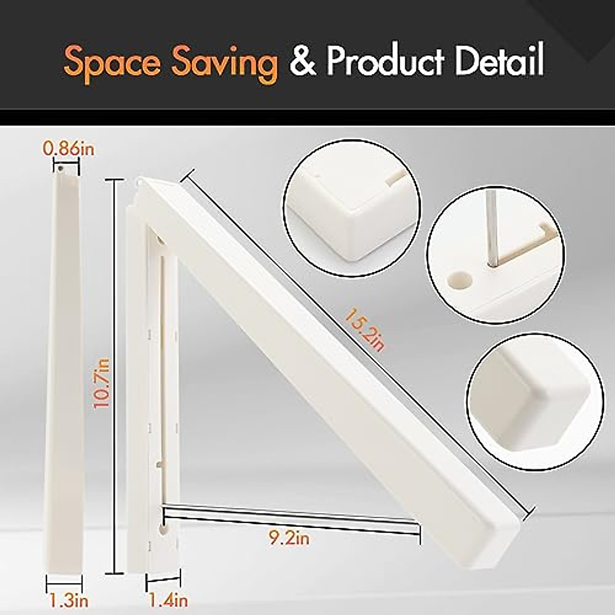 XBagSJ Foldable Drying Rack Clothing Wall Mounted, Space Saving, Easy Installation,Plastic Rounded Corners, Retractable Clothes Drying Racks for Laundry,Dryer Room, Home, Offices (White)