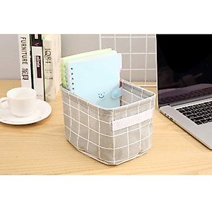 AARAINBOW 3 Packs Storage Basket Bins Canvas Mini Storage Cubes Storage Basket for Makeup, Toys Liners, Books Storage Baskets with Handles for Shelves & Desks(3 Gray)