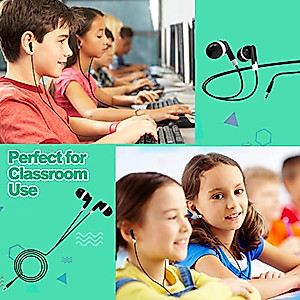 Hongzan 100 Pack Classroom Earbuds Headphones Bulk for School Kids Children, Wholesale Durable Earphones Class Set for Students (100 Black)