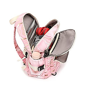 Dimanito Laptop Backpack College Backpack with USB charging port for laptop up to 15 inch Men Women Outdoor Travel Backpack(Pink Marble)