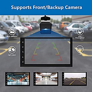 MMAUTO Double Din Car Stereo with Wireless Apple Carplay & Android Auto, 7 Inch HD LCD Touchscreen Car Radio with Bluetooth Voice Control, Rearview Camera, AM/FM Audio Receiver, Subwoofer, USB/AUX