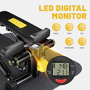 Steppers for Exercise at Home, Mini Stair Stepper with Resistance Bands, Portable Stair Climber Fitness Exercise Equipment for Home Workout, More Than 300lbs Weight Capacity