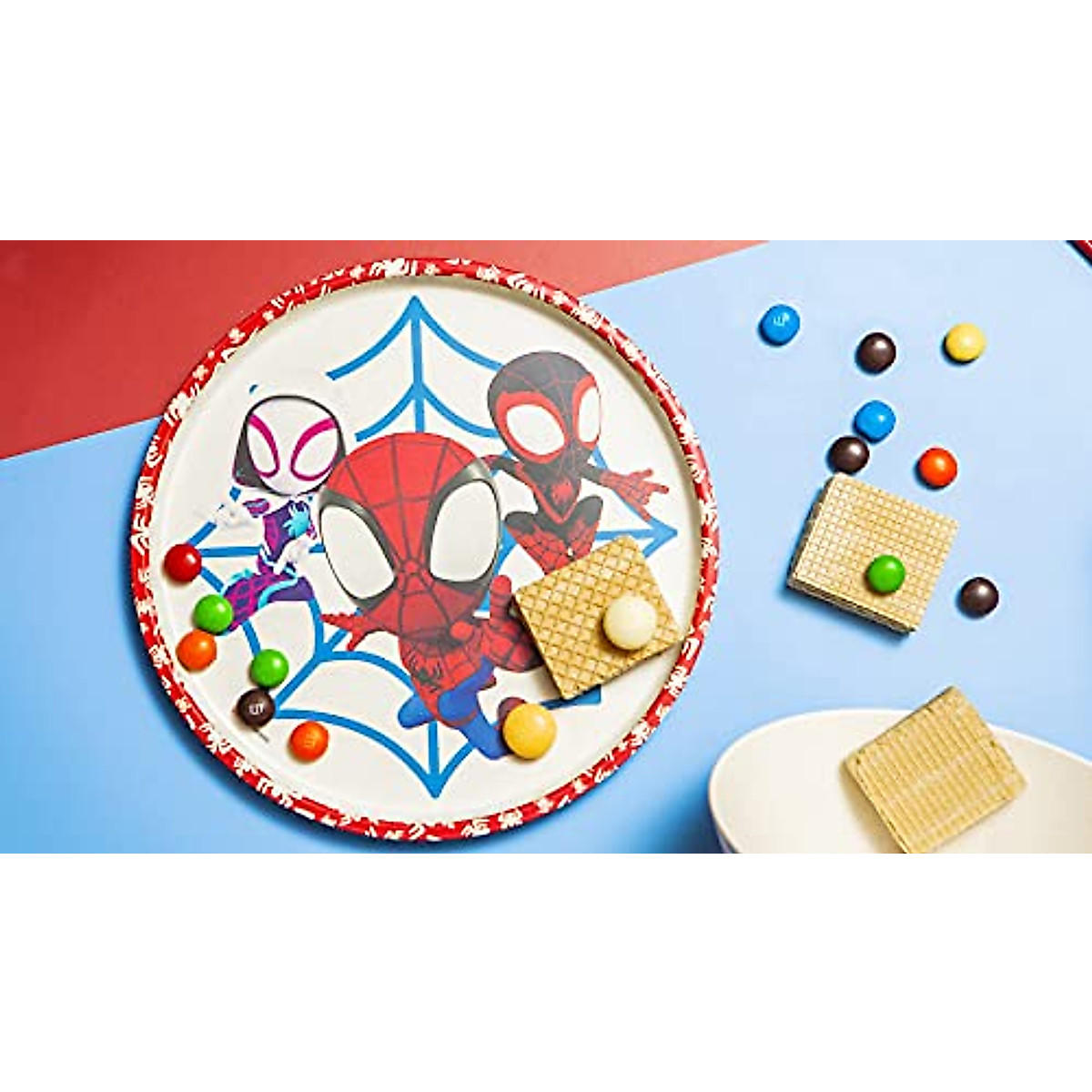 Zak Designs Marvel Spider-Man Dinnerware Set for Kids Includes 8" Plate, 6" Bowl, and 10oz Tumbler, Durable and Sustainable Melamine Bamboo Material (3-Piece Set, Spidey and His Amazing Friends)