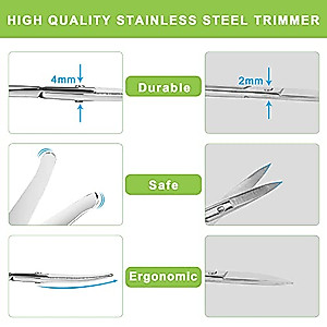 Nose Hair Scissors, Safety Rounded Tip Small Scissors for Eyebrow, Nose Hair, Beard, Ear Hair, Stainless Steel Eyebrow Scissors, Professional Facial Hair Trimming Scissors for Men & Women(Silver)