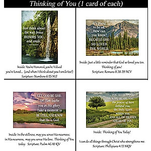 Thinking of You Cards (No Repeated Cards) 32 Design Christian / Religious Greeting Card Assortment ~ Scripture in every card
