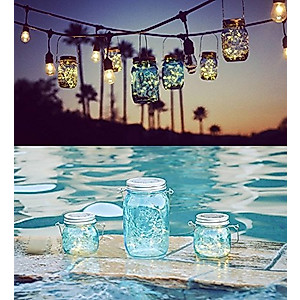 WERTIOO 4 Pack Solar Mason Jars Lights, 30 LEDs Hanging Solar Lanterns Garden Decor Outdoor Lights Warm White Table Decor Fairy Lights for Balcony Patio Porch Christmas Party