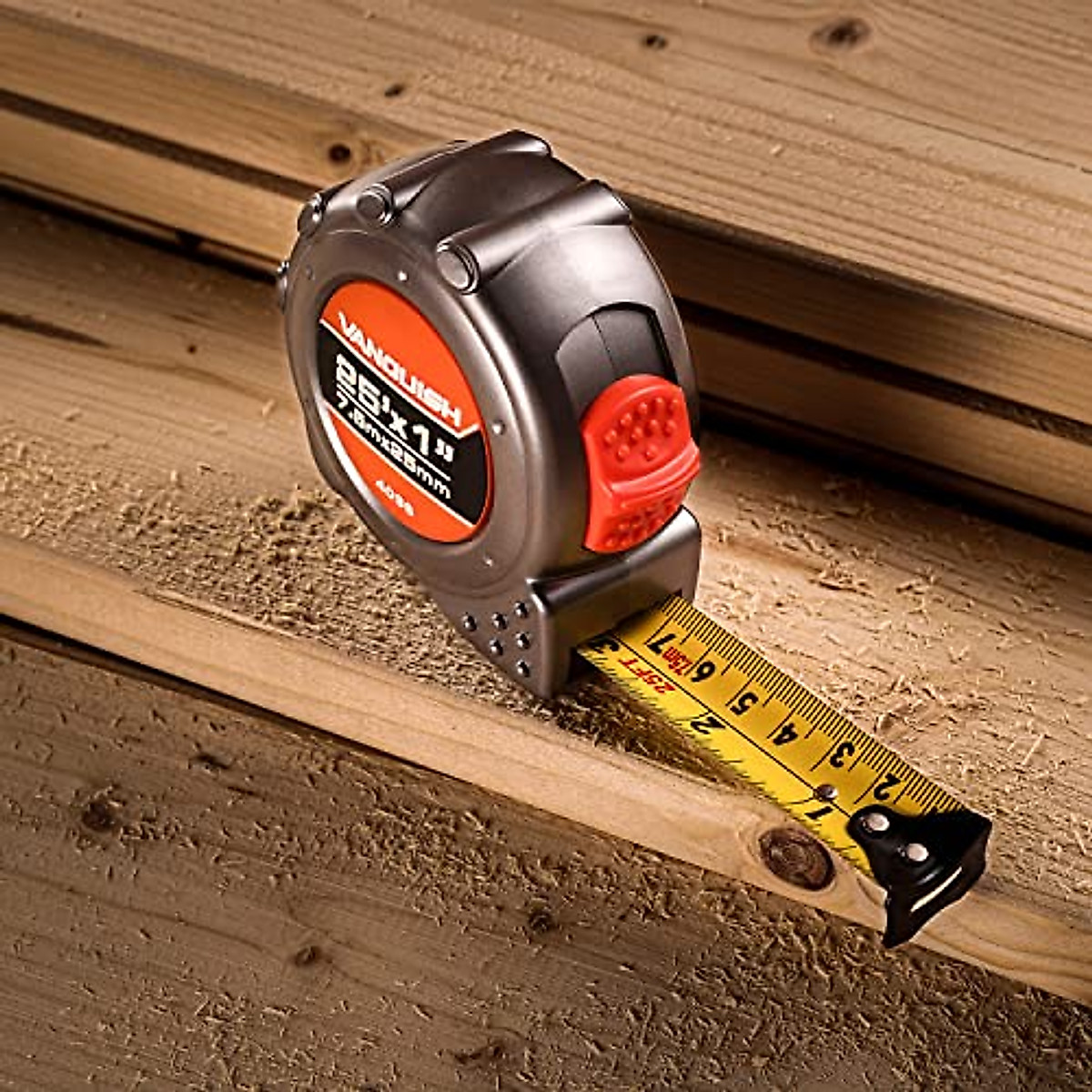 VANQUISH Heavy-Duty Tap Measure 25'/7.5m x 1"/25mm Easy Read Measuring Tape (4036)