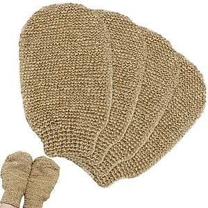 4 Pieces Bath Mitt Loofah Shower Gloves Natural Exfoliating Hemp Scrubbing Mitt Bath Sponge Shower for Women Men Scrubber Machine Washable Double Sided Available