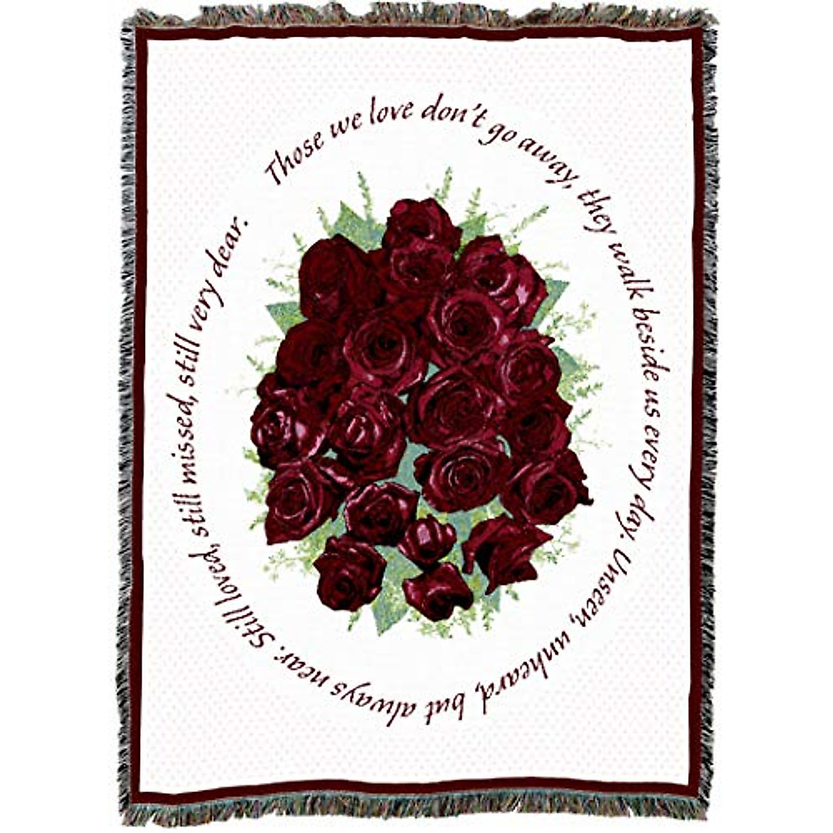 Pure Country Weavers Bundle of Red Roses Blanket - Those We Love Don't Go Away Blanket - Sympathy Bereavement Gift Tapestry Throw Woven from Cotton - Made in The USA (72x54)