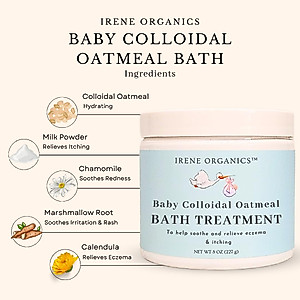 Oatmeal Baby Bath Powder by Irene Organics with Colloidal Oatmeal For Treatment of Eczema, Diaper Rash, Dry Skin and Irritation, Moisturizes and Soothes Baby’s Skin, 2 pack