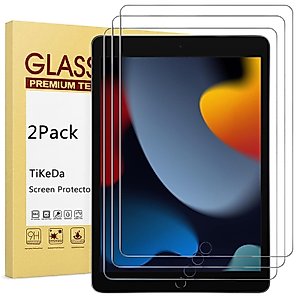 TiKeDa 3 Pack Screen Protector for iPad 9th Generation 10.2 Inch iPad 8/7th Gen, Tempered Glass for iPad 9 8 7 (2021/2020/2019) -Model A2602/A2603/ A2270/A2428/ A2197/A2198/A2201