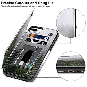 LETO iPhone 8 Plus Case,iPhone 7 Plus Case,Flip Folio Leather Wallet Case with Floral Designs,Kickstand Card Slots Cover,Protective Phone Case for iPhone 7 Plus/iPhone 8 Plus Fog and Trees