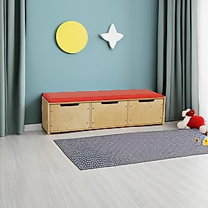 Contender 3 Cube Storage Organizer Bench, Window Bench with Cushions, Cubical Shoe Storage Bench Ideal for Hallway, Kindergarten, Nursery Safe and Certified
