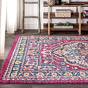 JONATHAN Y Bohemian Flair Boho Medallion Area-Rug, Vintage Bedroom, Kitchen, Living Room, 5 X 8, Pink/Cream, BMF102B-5