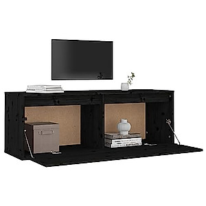 CHARMMA Wall Cabinet Black 39.4"x11.8"x13.8" Solid Wood Pine-5535