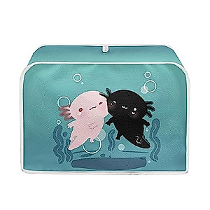 Gomyblomy Axolotl Kitchen Aid Toaster Cover with Handle & Pocket, Lightweight Oven Protection Cover, Small Appliance Dust Cover for 4 Slice Toaster
