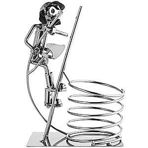 BRUBAKER Wine Bottle Holder 'Fire Fighter' - Table Top Metal Sculpture - with Greeting Card