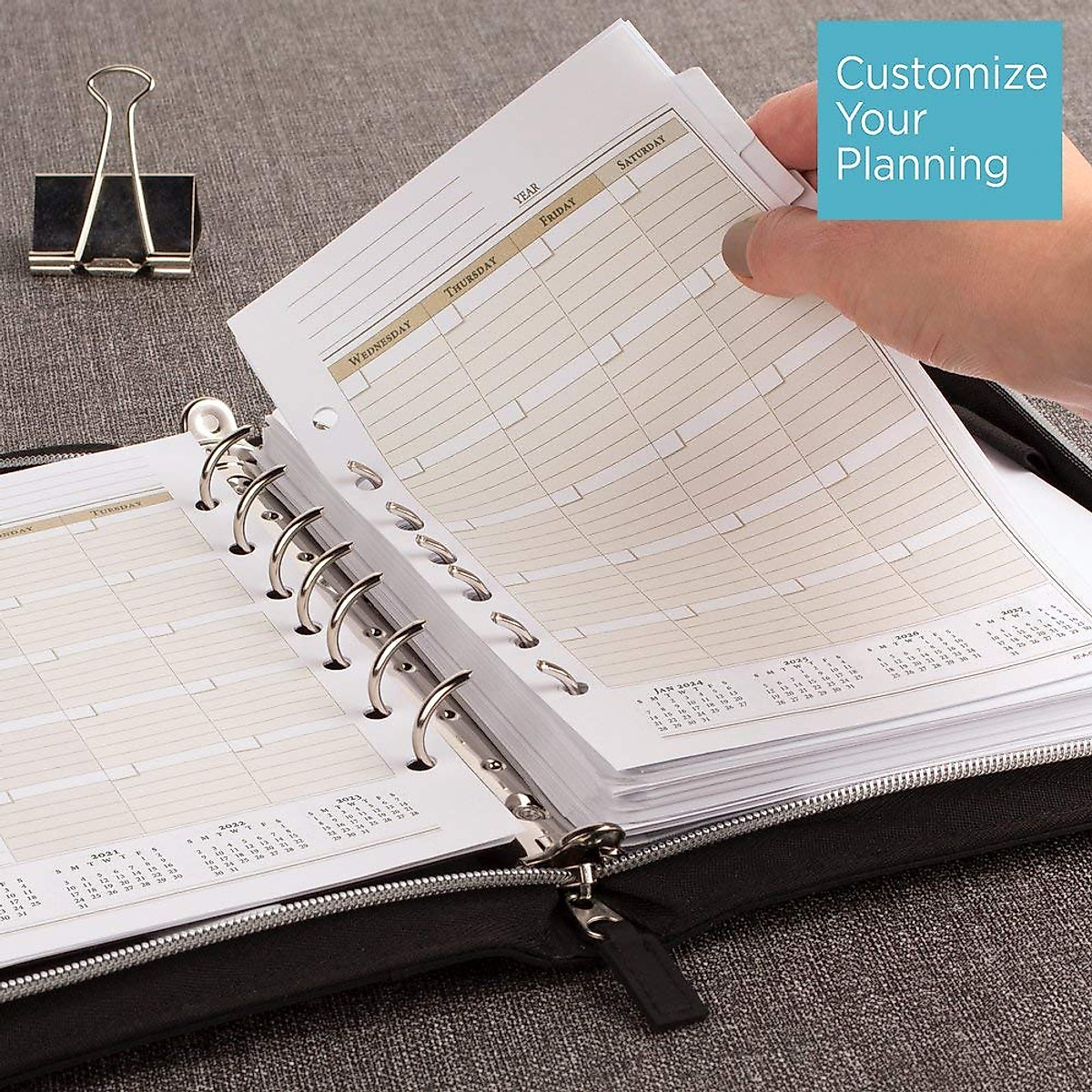 AT-A-GLANCE Textured Faux Leather Undated Starter Set, Desk Size, Black (031-0340-05)