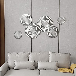 BOTAOYIYI Silver Wall Art Set Of 6, Silver Wall Decor, Metal Modern Accent Large Sunburst Hanging Decorations Above Bed For Home Office Bedroom Bathroom Or Living Room(L-15.7, M-11.8, S-7.9)