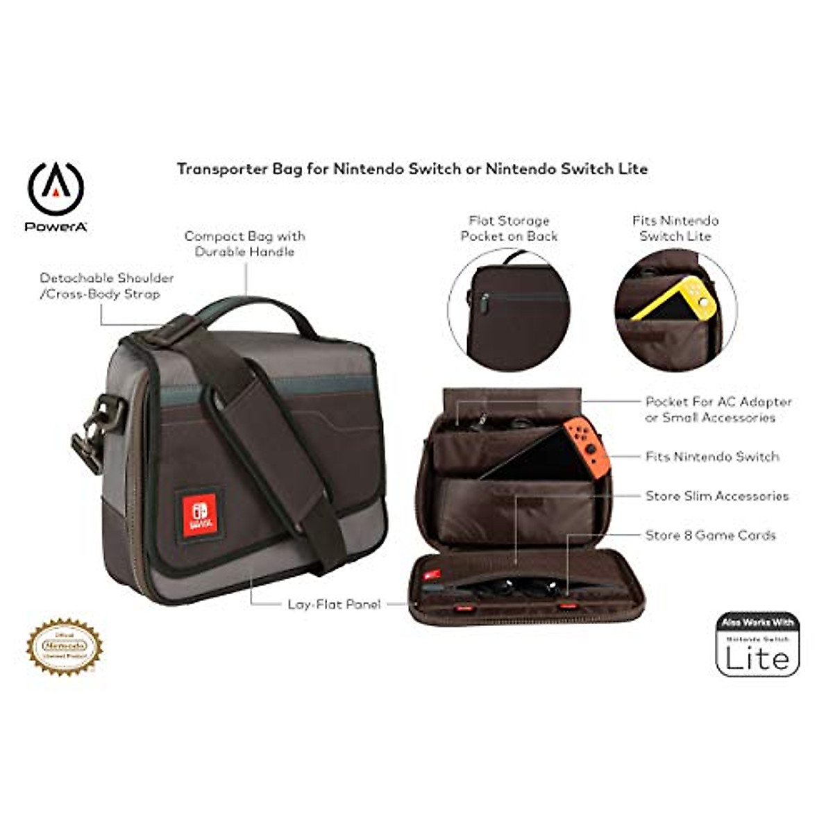 PowerA Transporter Bag for Nintendo Switch or Nintendo Switch Lite, Gaming Case, Carrying Case for Accessories, Console Case - Nintendo Switch