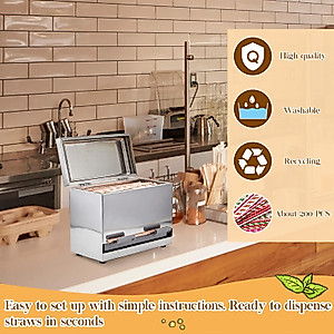 Tessco Stainless Steel Straw Dispenser for Pencils Reusable Straw Holder with Lid Pencils Dispensers for Class Straw Organizer for Countertop Home Classroom Coffee Bar Supplies