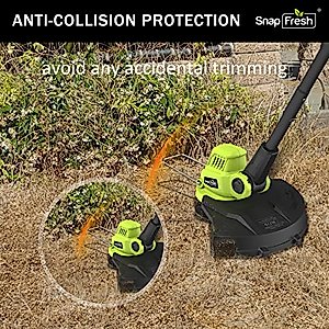 Cordless String Trimmer - SnapFresh Battery Operated LawnTrimmer, 20V Line String Trimmer with Battery & Charger for Adjustable Angle Cutting, Lightweight String Trimmer / Edger in Garden & Outdoor