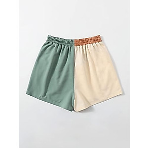 SOLY HUX Women's Casual Elastic Shorts Running High Waisted Color Block Sweat Shorts with Pockets Multicoloured S