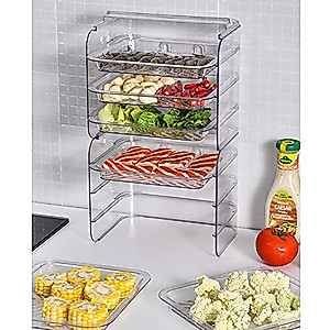 Baotkere Kitchen Multi-Function Fruit and Vegetable Preparation Plate, Side Dish Stacking Storage, Punch-Free Household Hot Pot Dish, Multi-Layer Sorting Tray, Kitchen Sundries Rack