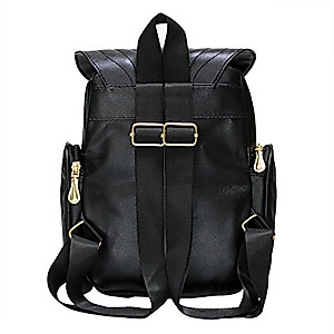 GinTai Women Pu Leather Owl Cartoon Backpacks Fashion Casual Satchel mini Small black Backpack, Black