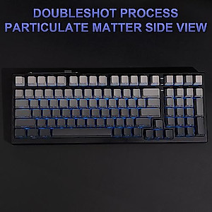 GEKUCAP Custom PBT Side Printed Keycaps, 134 Keys Gradient Grey Backlit Keycaps, Double Shot Shine Through Keycaps Set OEM Profile Keycap for Cherry Mx Switches Mechanical Gaming Keyboard