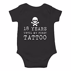 20 Years Until My First Tattoo - Funny Baby Essentials Bodysuit - Newborn Baby Boy Clothes (6 Months, Black)