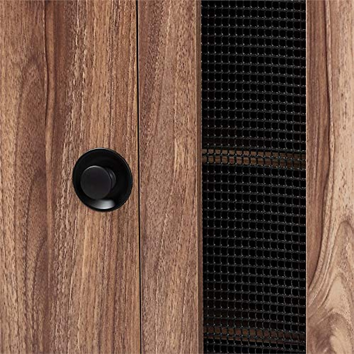 BOWERY HILL 2-Door Wood Shoe Cabinet with Screen Inserts in Oak-Black