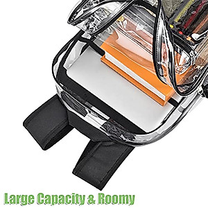 AROUVOG Clear Backpack for School, Heavy Duty PVC Transparent Backpack, Clear Book Bag,See Through Backpacks for College Concert Travel (Medium)