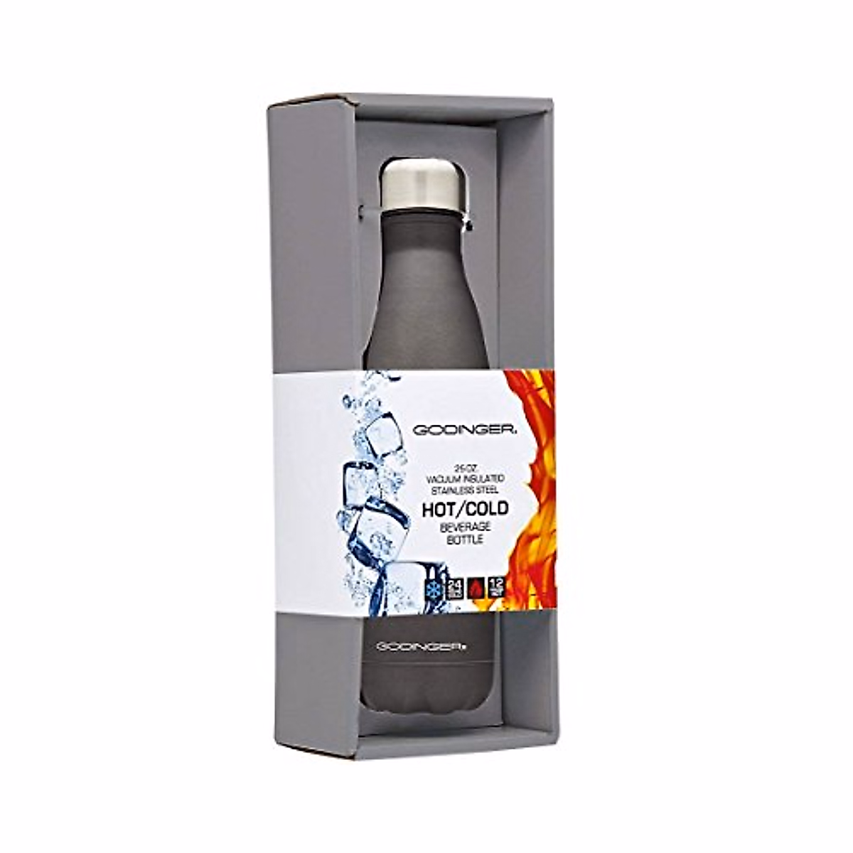 Godinger Silver Art 17 Oz. Vacuum-insulated Titanium Color Hot/cold Beverage Bottle Drink Water Thermos