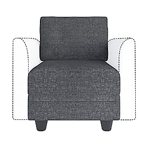 LLappuil Modular Sofa Middle Module with Storage for Customizable Sectional Sofa, Couch Accent Armless Chair, Black