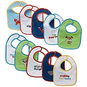 Neat Solutions Water Resistant Drooler Bib Set, Multi-Color, 10 Count