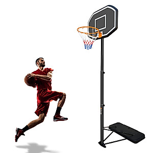 HaoKang Portable Basketball Hoop 6-10 ft Height Adjustable with 44" Backboard Free Standing Basketball Stand System