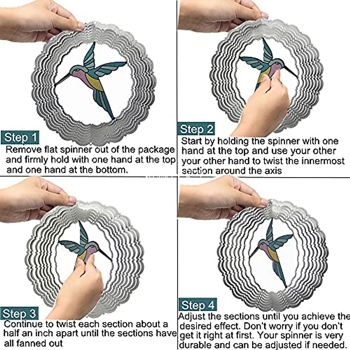 UOUDIO Metal 3D Wind Spinner Suit，Indoor Outdoor Garden Decoration, Glass Ball Decoration Crafts Ornaments