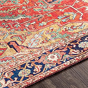 Livabliss Alfons Medallion Oriental Area Rug,7'6" x 9'6",Red/Gold