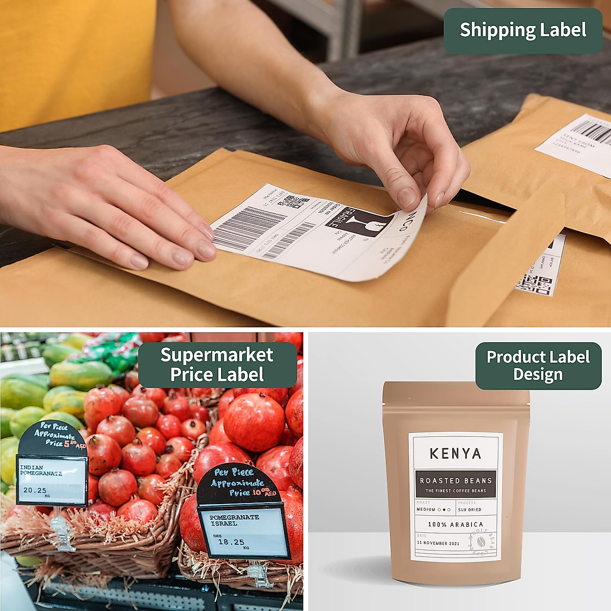 4x6 Direct Thermal Labels 20 Rolls, BESTIKER Thermal Shipping Label Roll of 250 Labels Compatible Zebra 2844 Rollo Thermal Printer 4x6 Label with Perforated Line (1” Core) - Total 5000 Labels