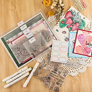 Briartw 20 Pack 4.75x4.75" Square Storage Bag,Resealable Plastic Envelopes Pockets for Cutting Dies Stencil Crafts Organizer Holder,Clear Storage Envelopes for Clear Stamp,Die Cuts,scrapbook Paper