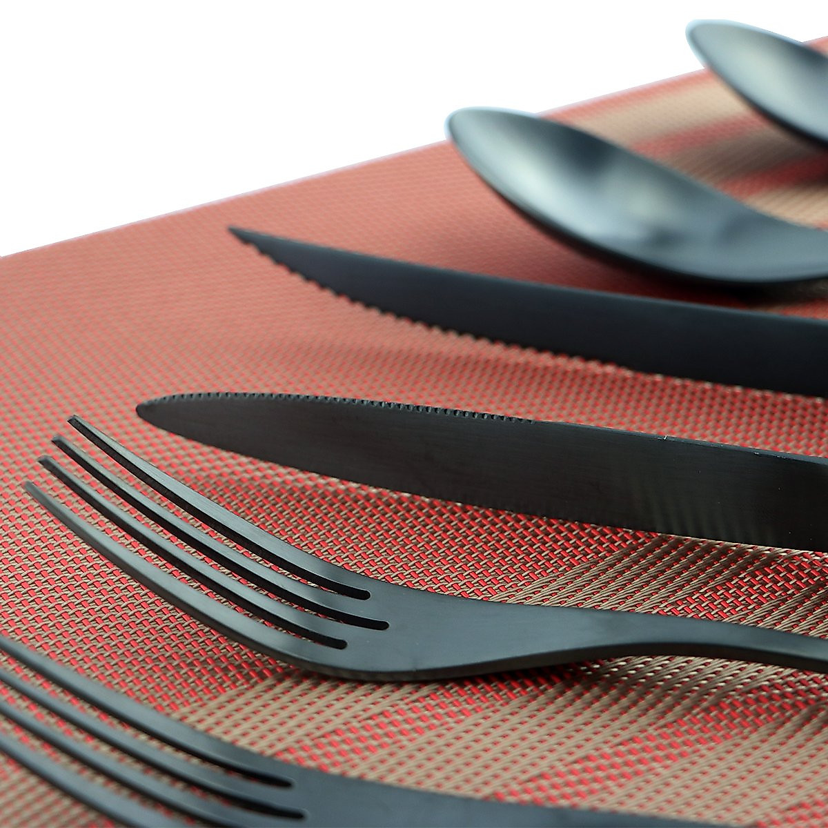 Uniturcky 24-Piece Flatware Set,Extra Thick Heavy Duty - 18/10 Stainless Steel Cutlery Sets,High Matte Black Finish Silverware Flatware Sets Service for 4,Use for Home,Kitchen Utensil Sets