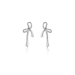 Reffeer Solid 925 Sterling Silver Bow Stud Earrings for Women Teen Girls Bowknot Stud Earrings Drops (A-Silver)
