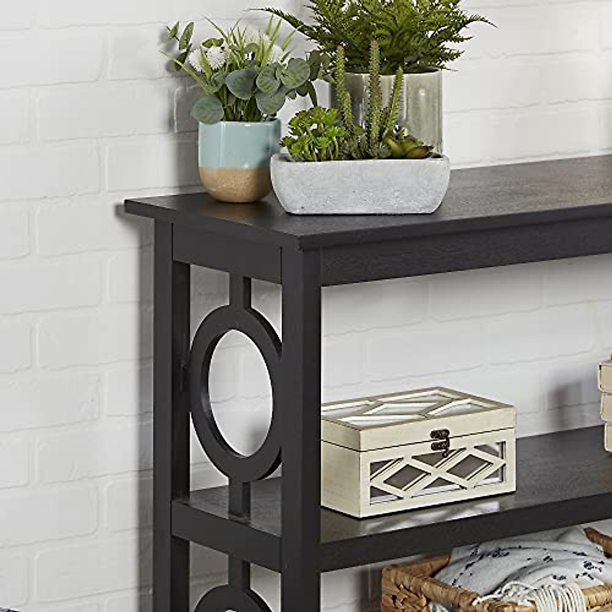 Decor Therapy Grafton Two Shelf Bookcase, Black Medium