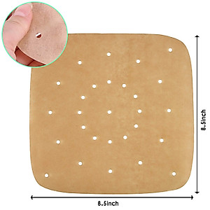 JANYUN 150Pcs 8.5 inch Air Fryer Parchment liners Papers Accessories, Square Bamboo Steamer Papers Sheets